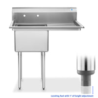 18 Inch NSF Stainless Steel Sink with Drainboard – Gridmann.com