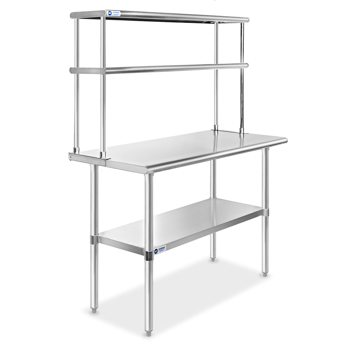 Stainless Steel Prep Tables w/ Double Overshelf, NSF Certified ...