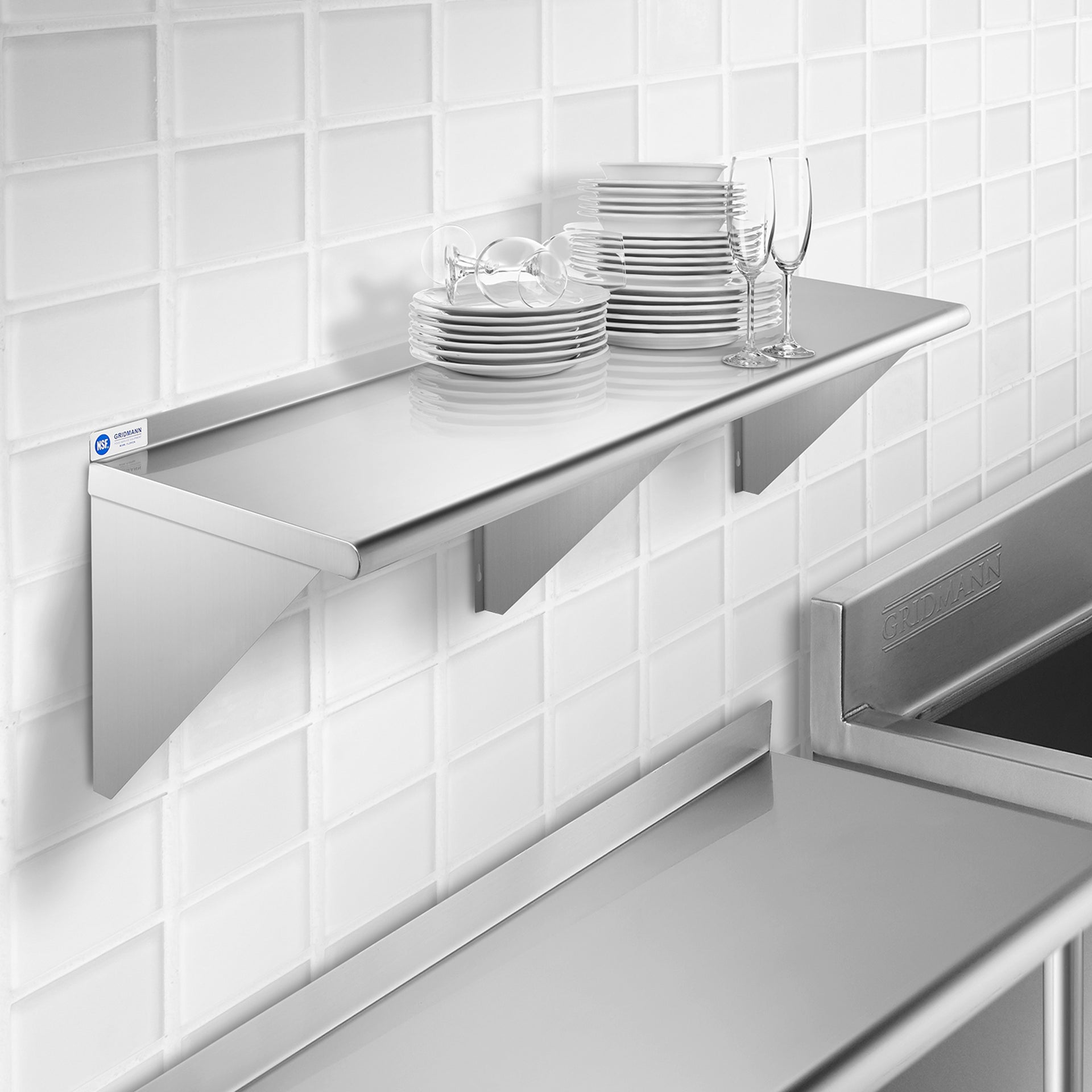 18-Inch Deep Stainless Steel Wall-Mount Shelves, NSF Certified ...