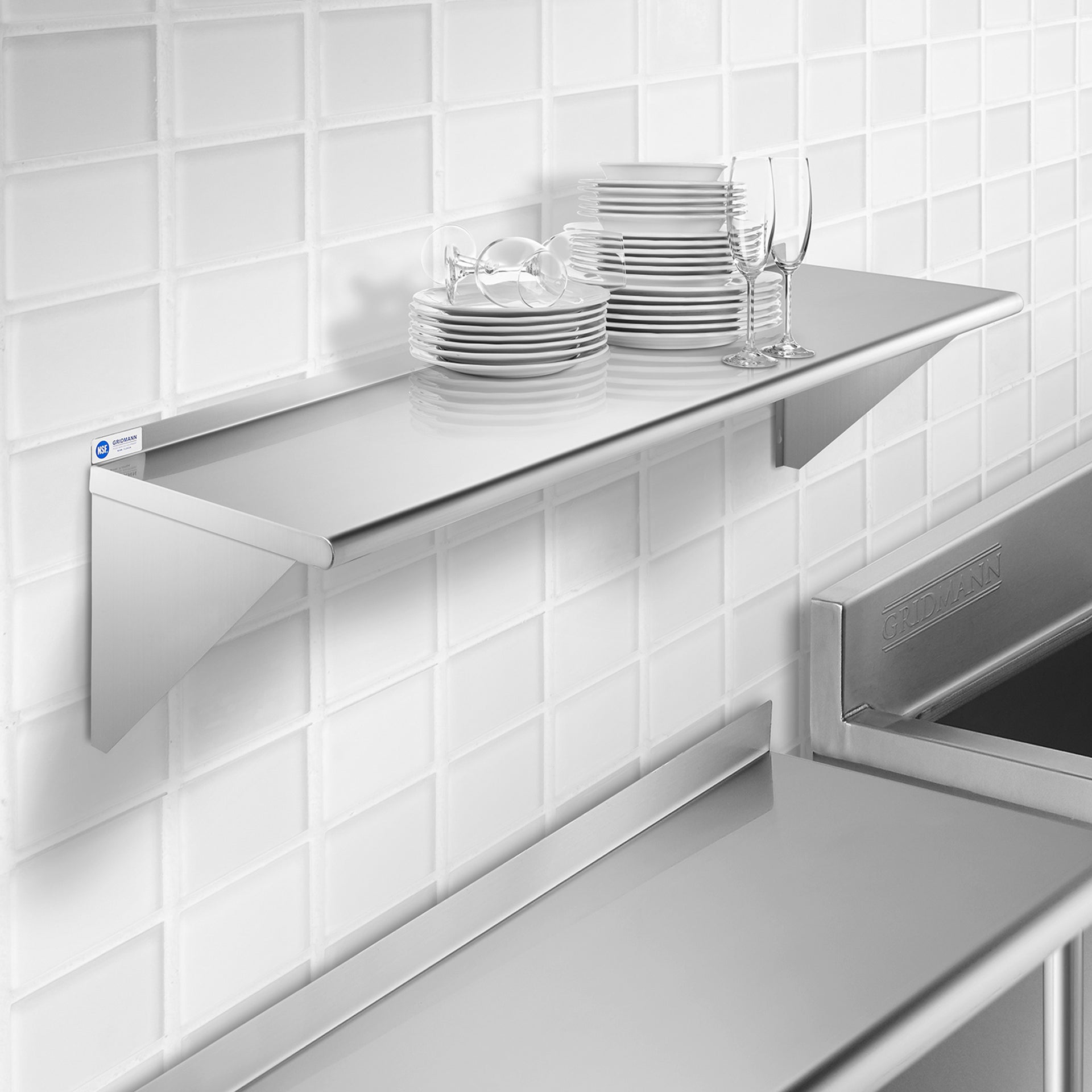12-Inch Deep Stainless Steel Wall-Mount Shelves, NSF Certified ...