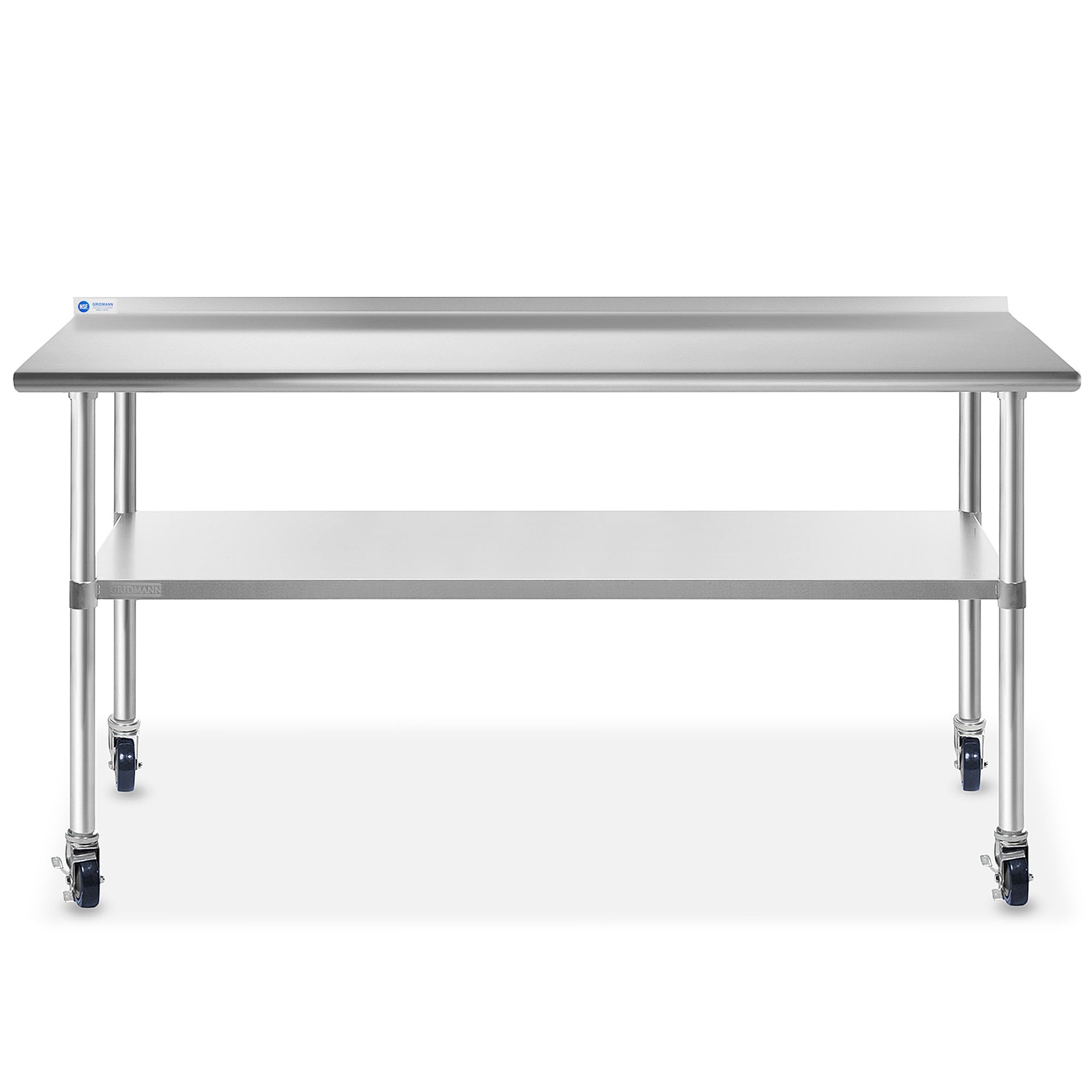 Stainless Steel Prep Tables w/ Backsplash, Undershelf & Casters, NSF C ...