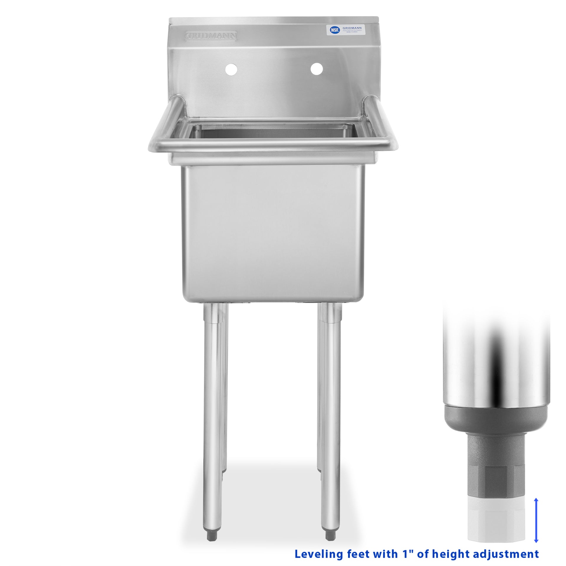 18 Inch Wide NSF Stainless Steel Prep and Utility Sink – Gridmann.com