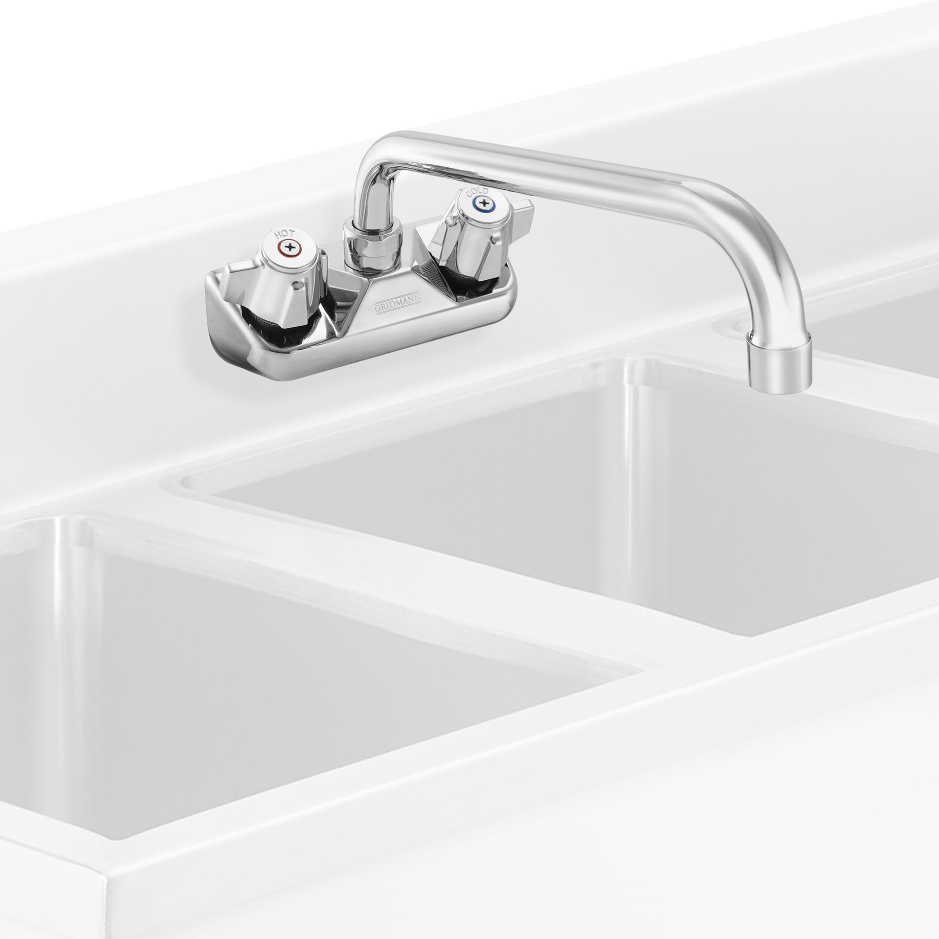 Wall Mount Sink Faucet with 4" Center and 10" Swing Spout – Gridmann.com