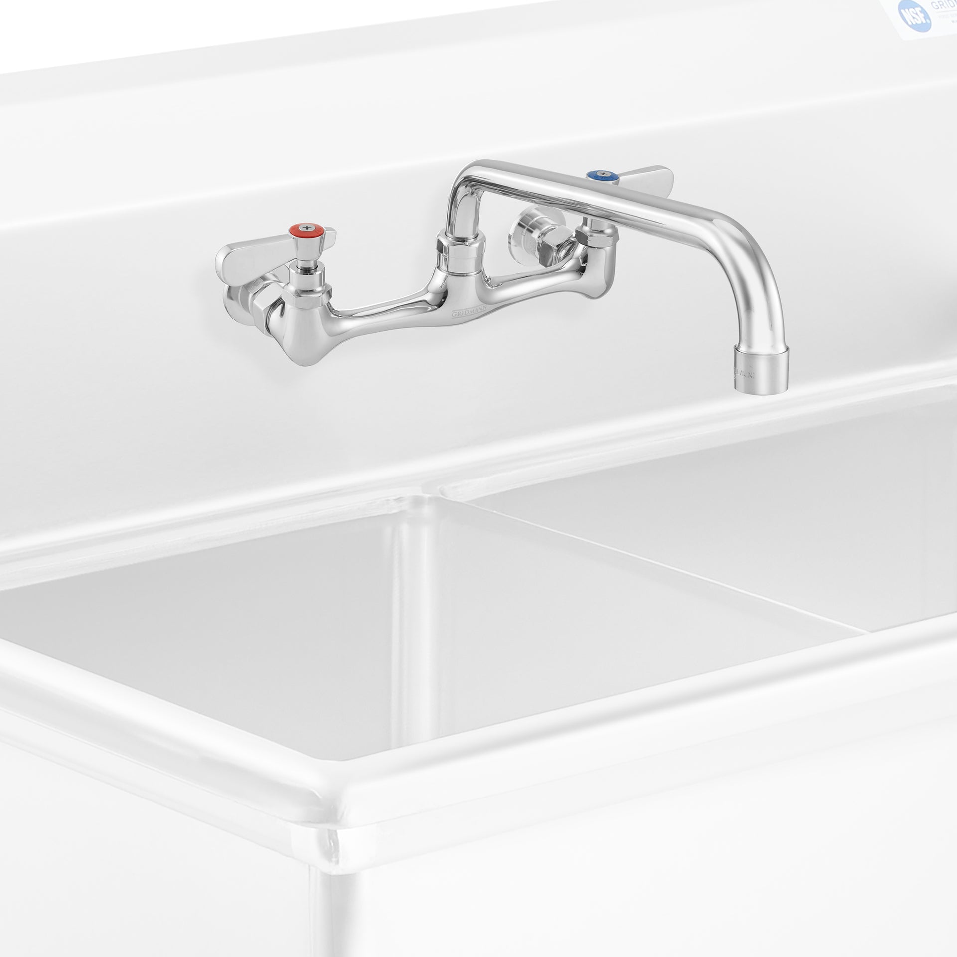 Wall Mount Sink Faucet with 8" Center and 12" Swing Spout – Gridmann.com