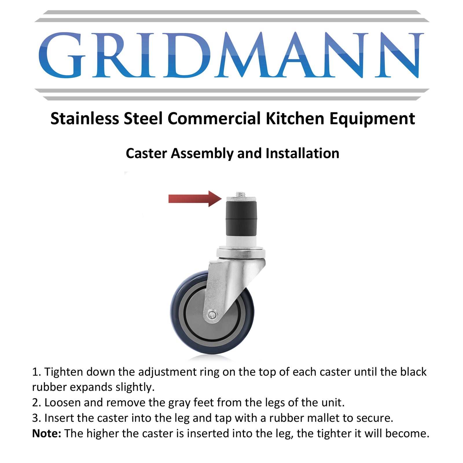 4 Inch Caster Wheel Set for Commercial Prep Tables – Gridmann.com